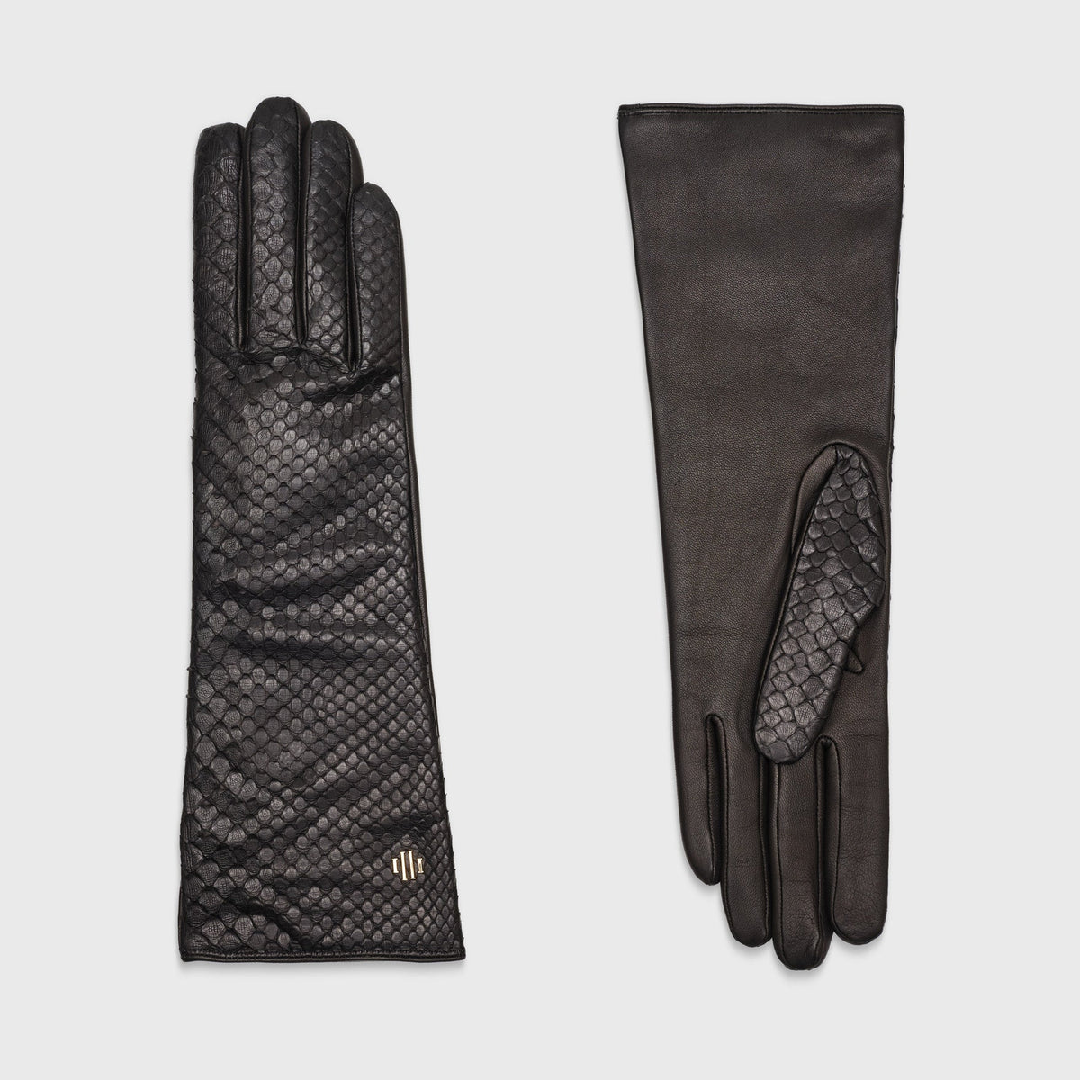Anne Black Python Gloves – Handmade Leather Gloves