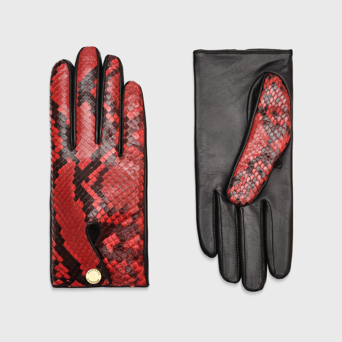 Audrey Red Python Gloves – Handmade Leather Gloves