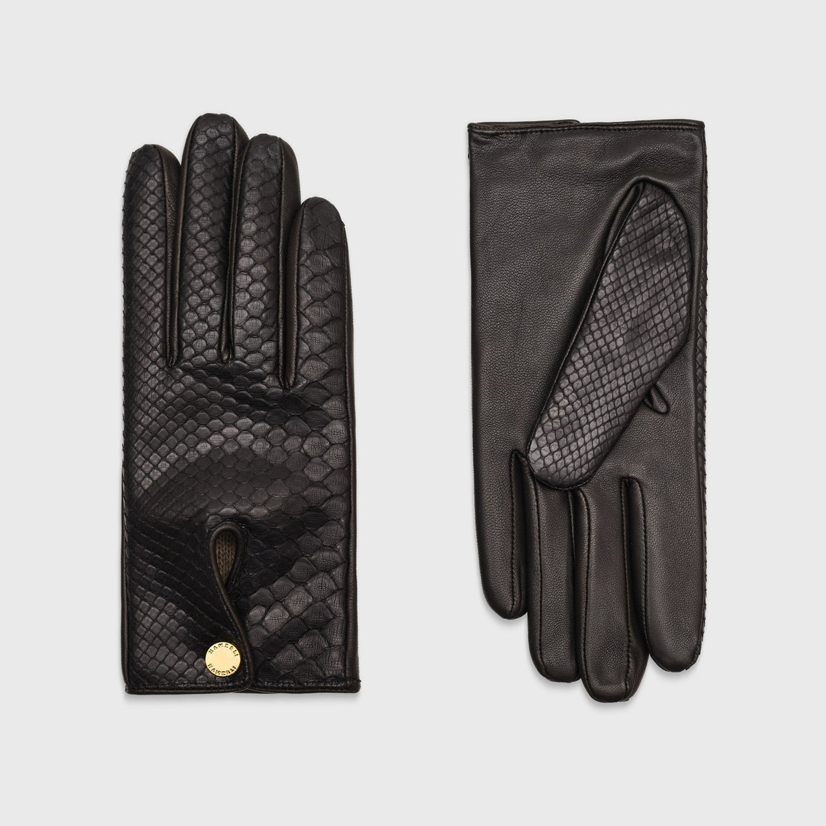 Audrey Black Python Gloves – Handmade Leather Gloves